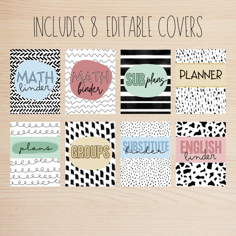 EDITABLE Colorful Binder Covers & Spines Printable Binder - Etsy