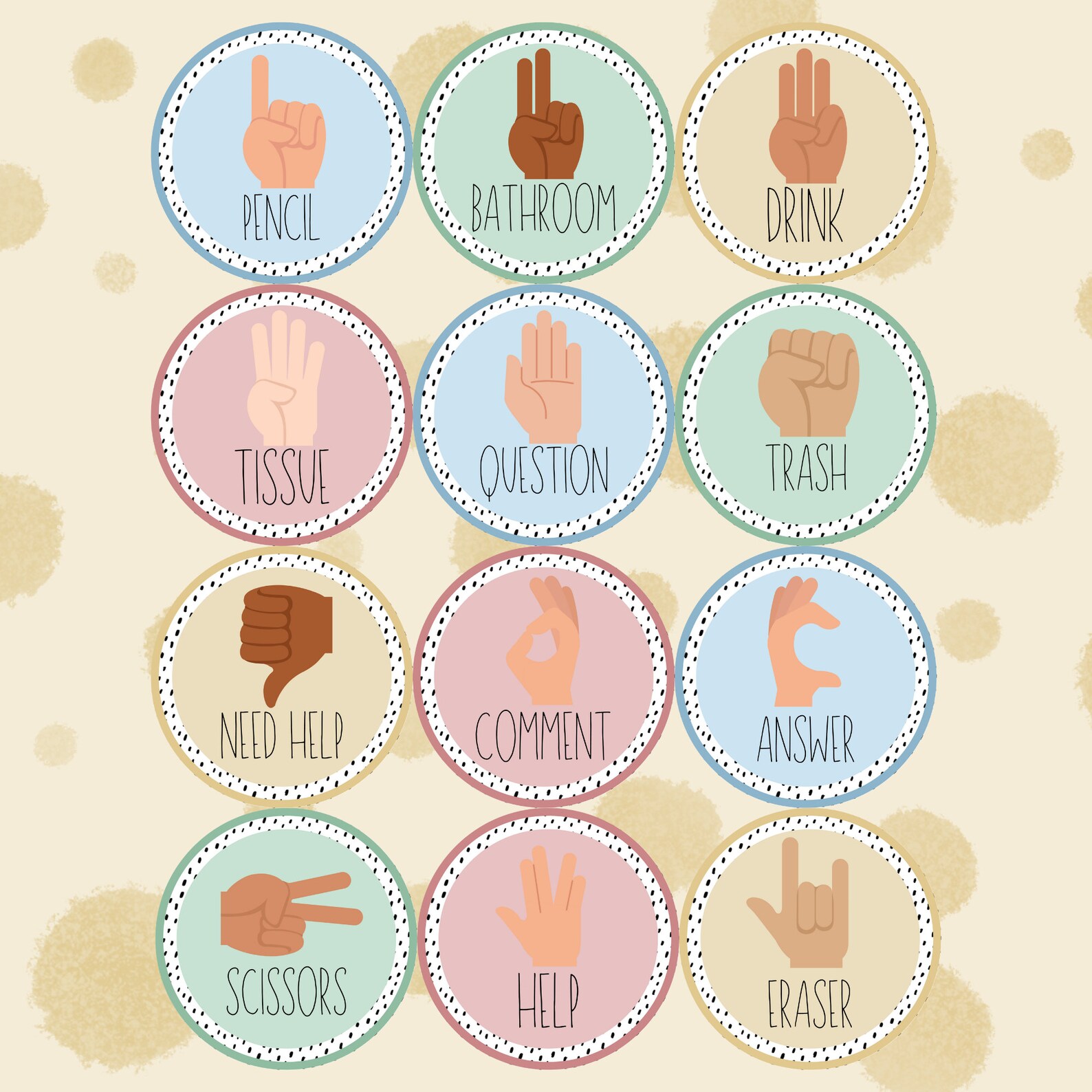 EDITABLE Hand Signals Display Bulletin Board Posters - Etsy