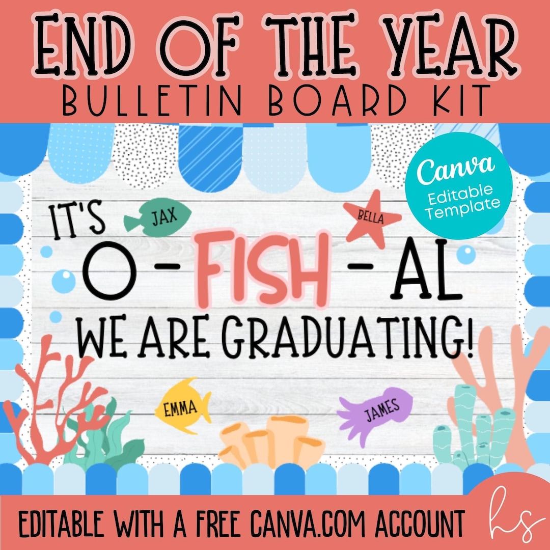 EDITABLE End of Year Ocean Themed Bulletin Board Kit | Summer | O-fish ...