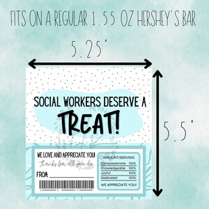 PRINTABLE Social Workers Deserve A Treat Candy Bar Wrap | Appreciation ...