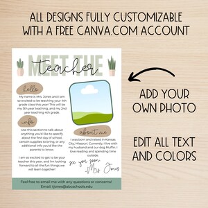 EDITABLE Meet the Teacher Letter Templates | Boho Farmhouse ...