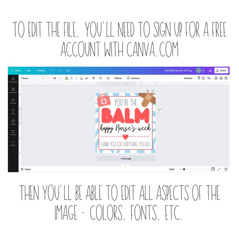 EDITABLE You're the Balm Gift Tag Appreciation Gift - Etsy