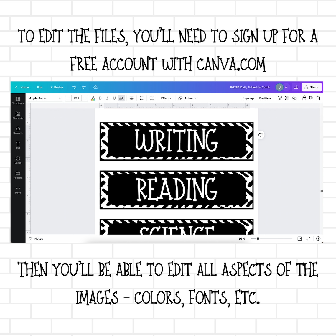 EDITABLE Daily Schedule Cards | Modern Tropical | Bulletin Board ...