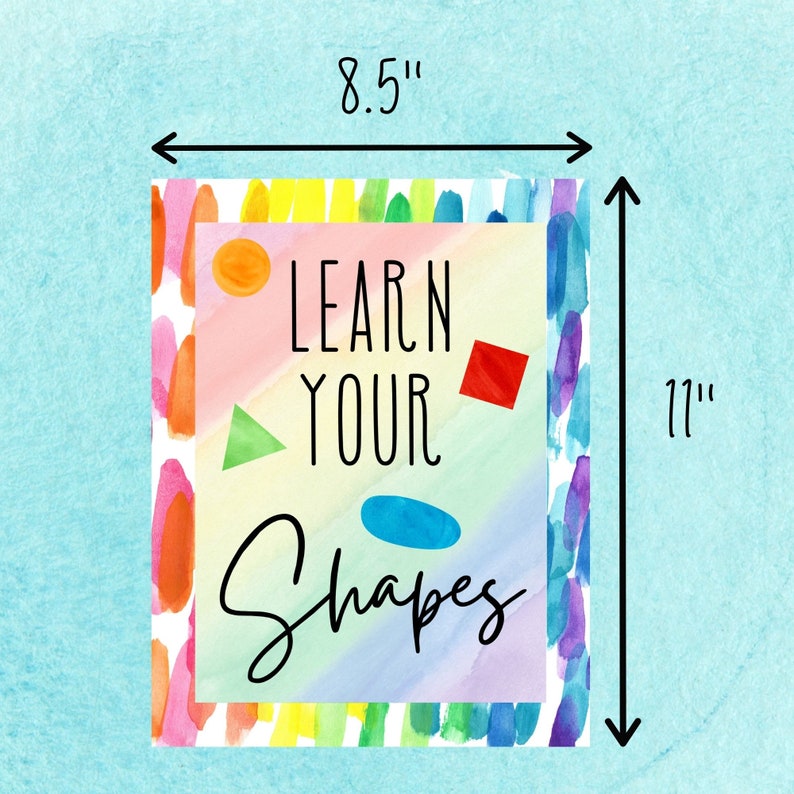 PRINTABLE Shape Poster Pack Watercolor Rainbow Printable - Etsy