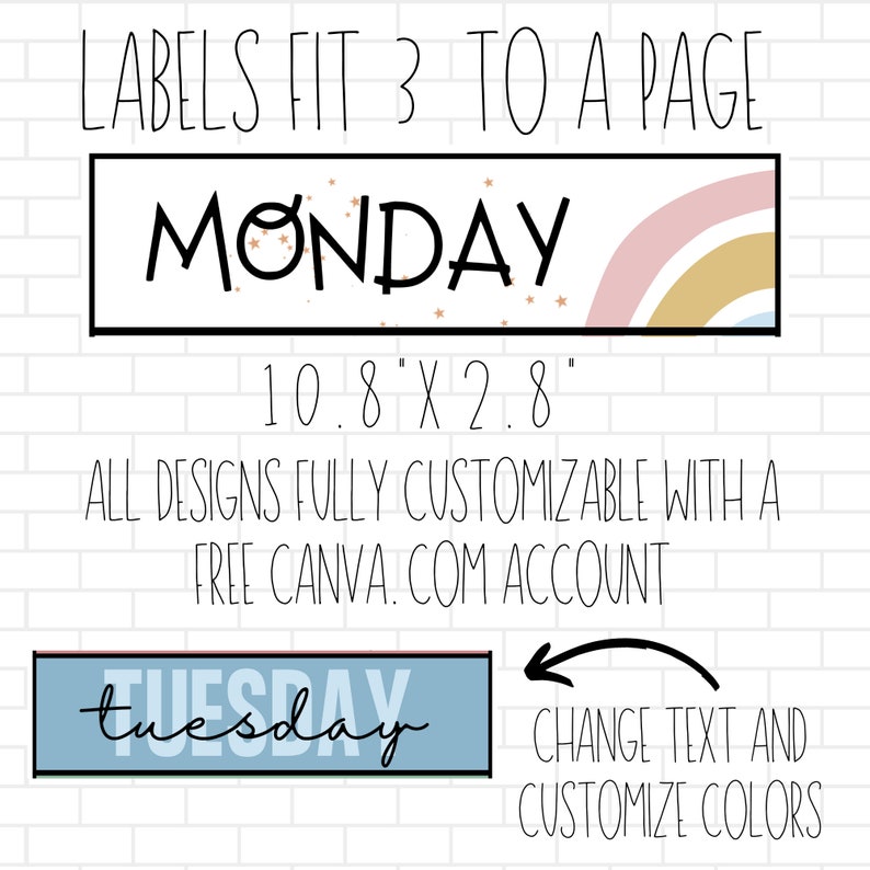 EDITABLE Rolling Cart Labels Modern Colorful Bulletin - Etsy