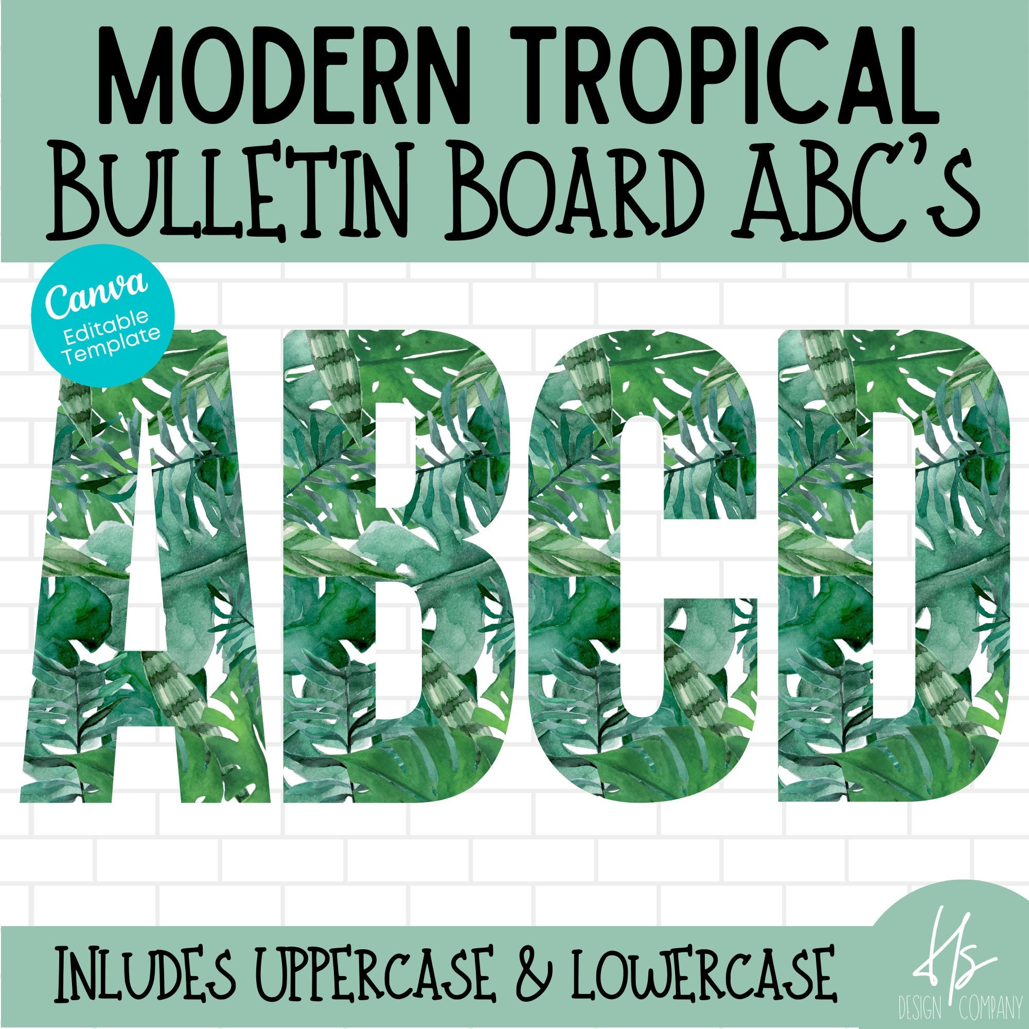 EDITABLE Tropical Classroom Banner Letters Full Alphabet | Modern ...
