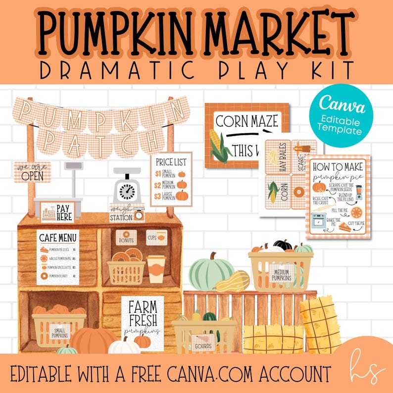 EDITABLE Pumpkin Patch Dramatic Play Kit | Fall Activity | Preschool ...