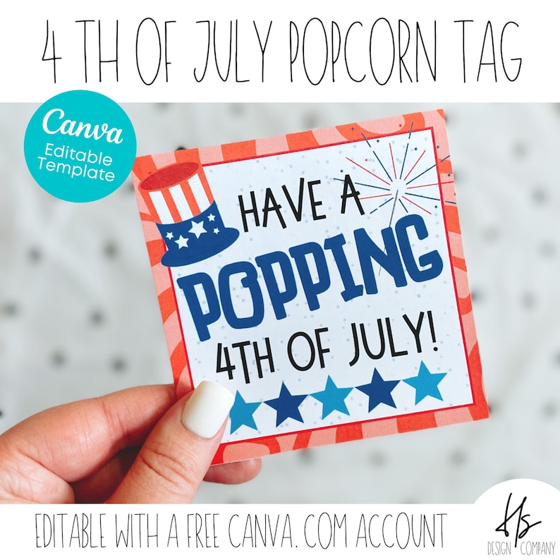 Have a Popping 4th of July Gift Tag Popcorn 4th of July - Etsy