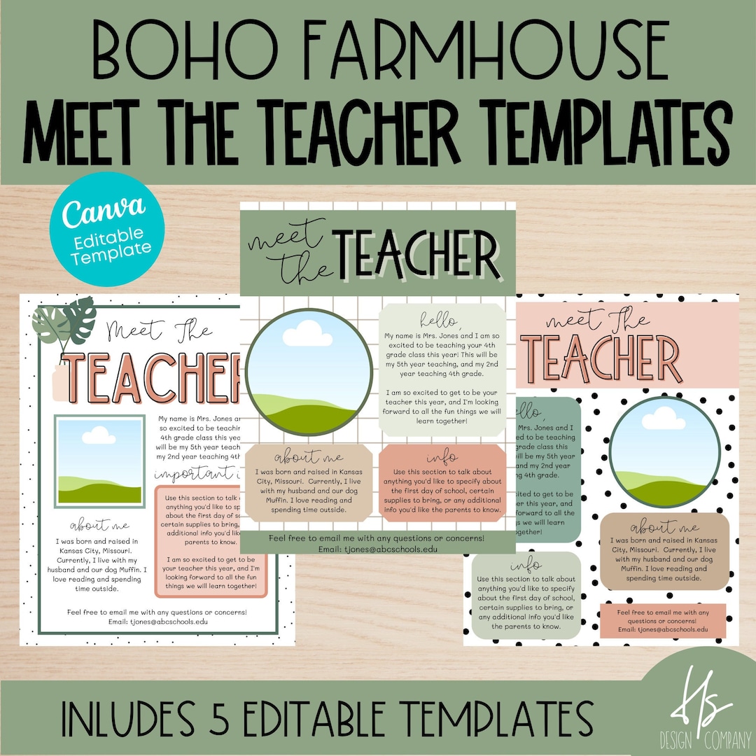 EDITABLE Meet the Teacher Letter Templates | Boho Farmhouse ...