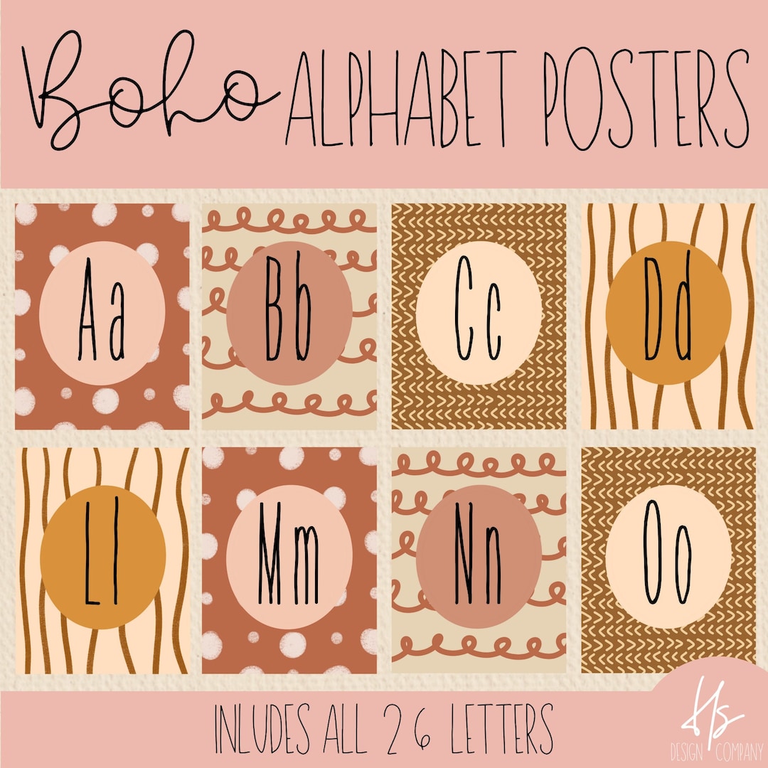 PRINTABLE Boho Alphabet Poster Pack | Bulletin Board Posters ...