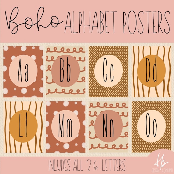 PRINTABLE Boho Alphabet Poster Pack Bulletin Board Posters - Etsy Australia