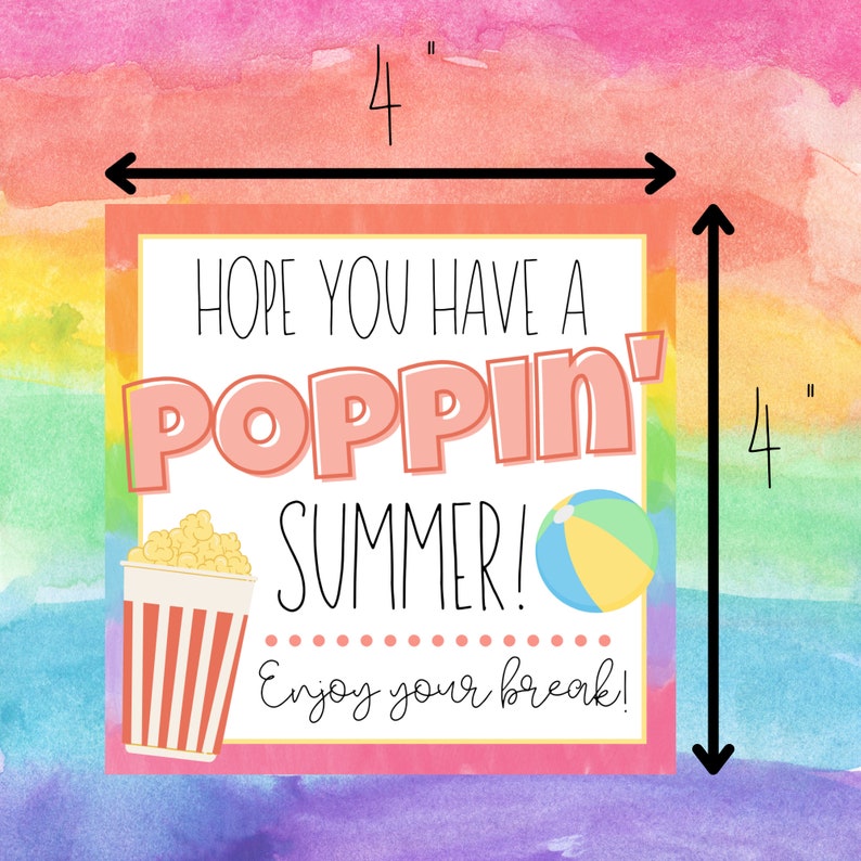 PRINTABLE Hope You Have A Popping Summer Gift Tag Summer | Etsy