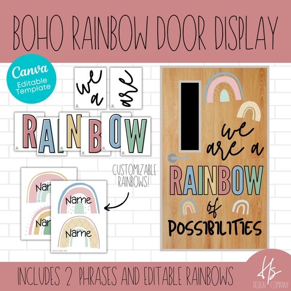 EDITABLE We Are A Rainbow of Possibilities Door Display - Etsy Australia