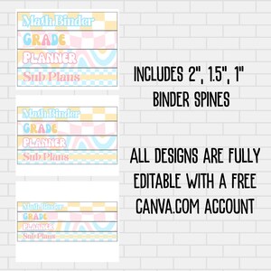 EDITABLE Groovy Binder Covers & Spines | Printable Binder Covers ...