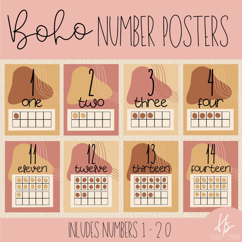 PRINTABLE Number Poster Pack Boho Style | Bulletin Board Posters ...