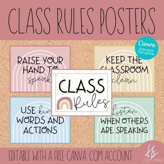 EDITABLE Classroom Rules Posters Printable Bulletin Board - Etsy UK