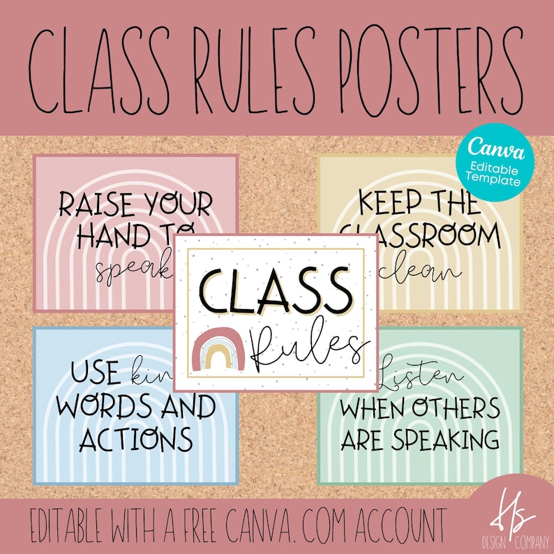 EDITABLE Classroom Rules Posters | Printable Bulletin Board Posters ...