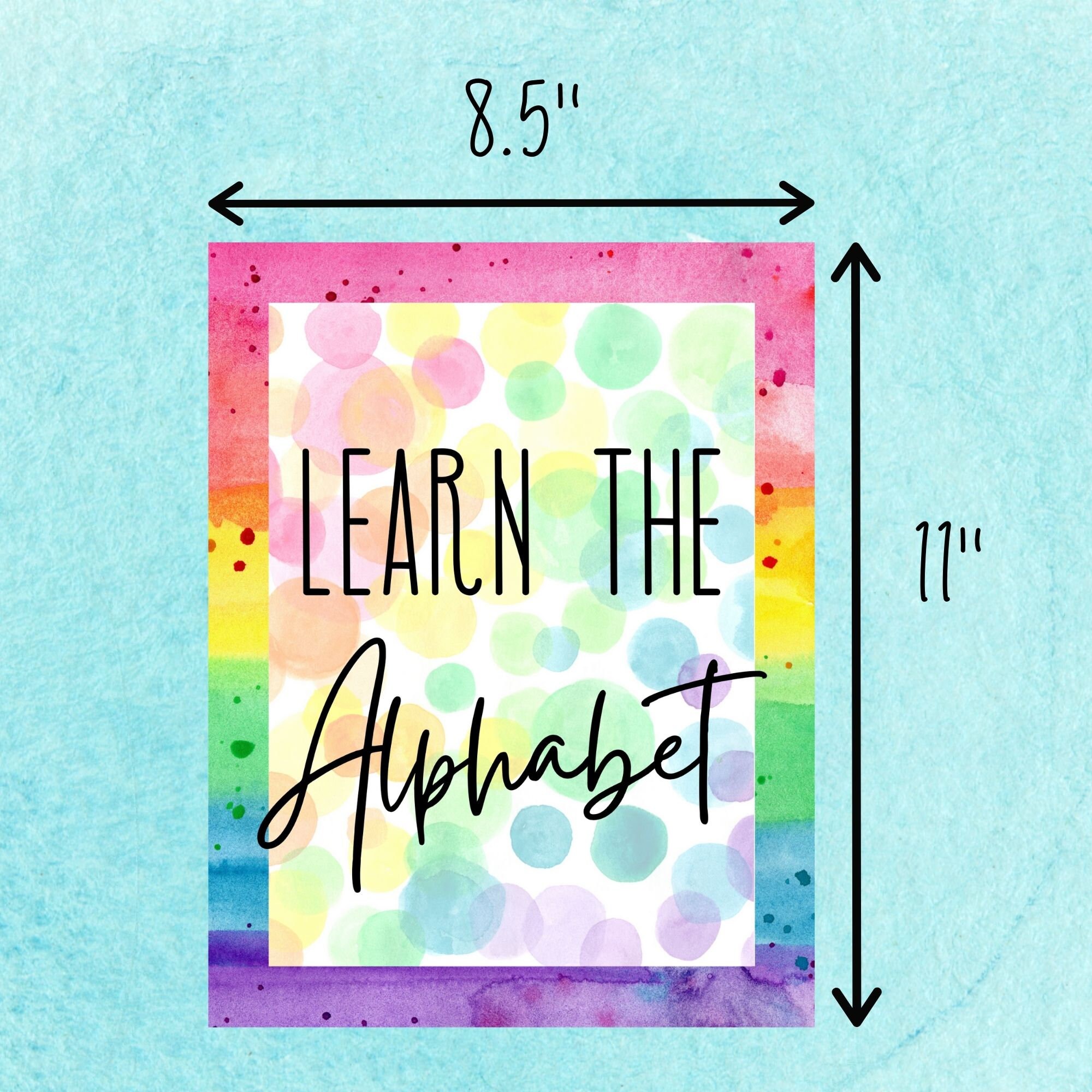 PRINTABLE Alphabet Poster Pack Watercolor Rainbow - Etsy