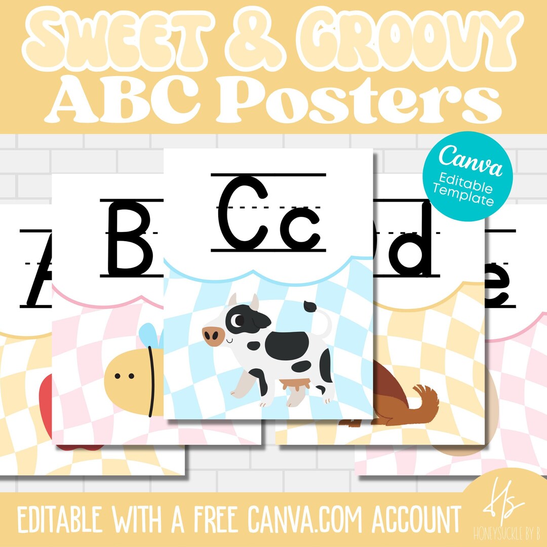 EDITABLE Sweet Groovy ABC Poster Pack | Groovy Retro | Bulletin Board ...
