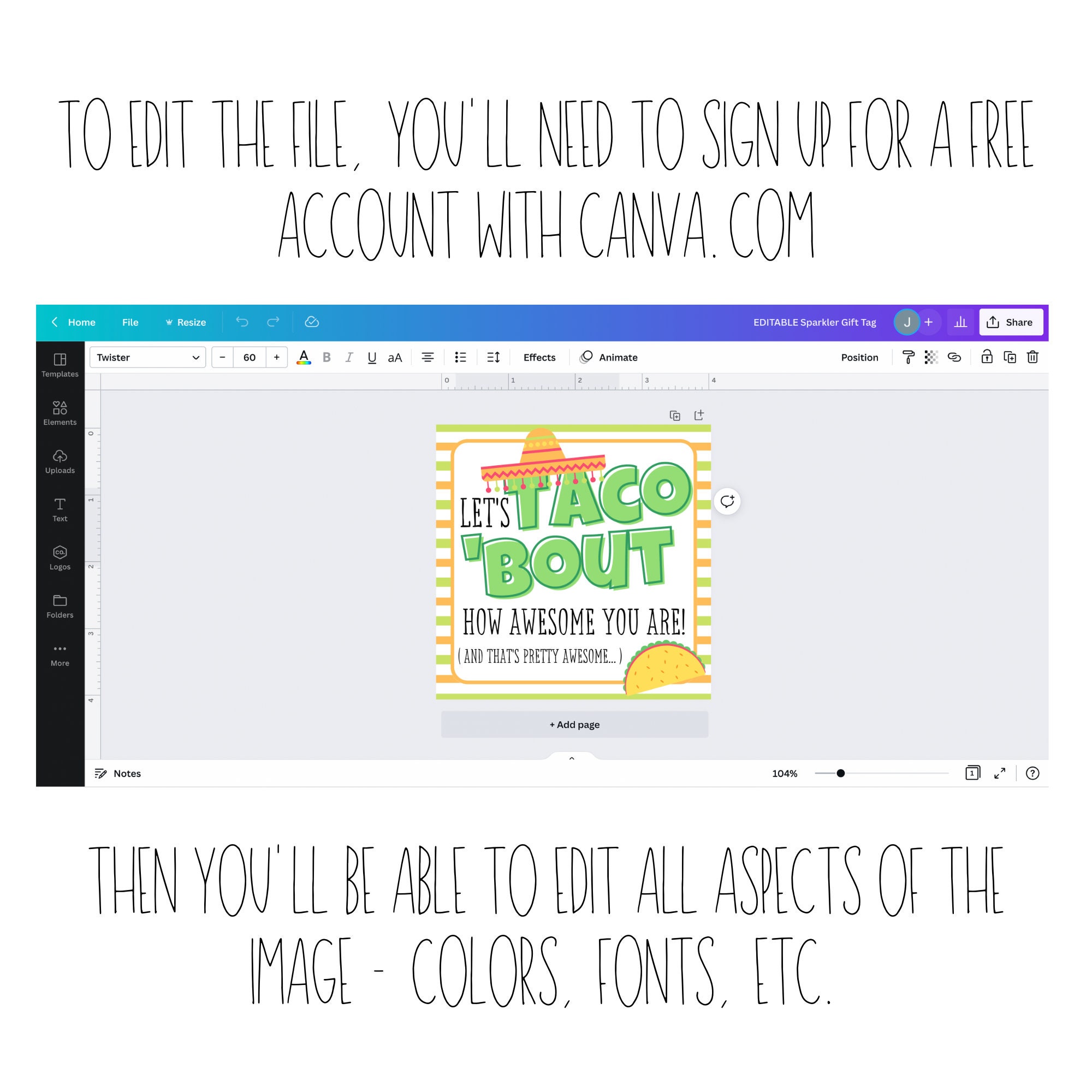 EDITABLE Let's Taco Bout How Awesome You Are Gift Tag | Appreciation ...