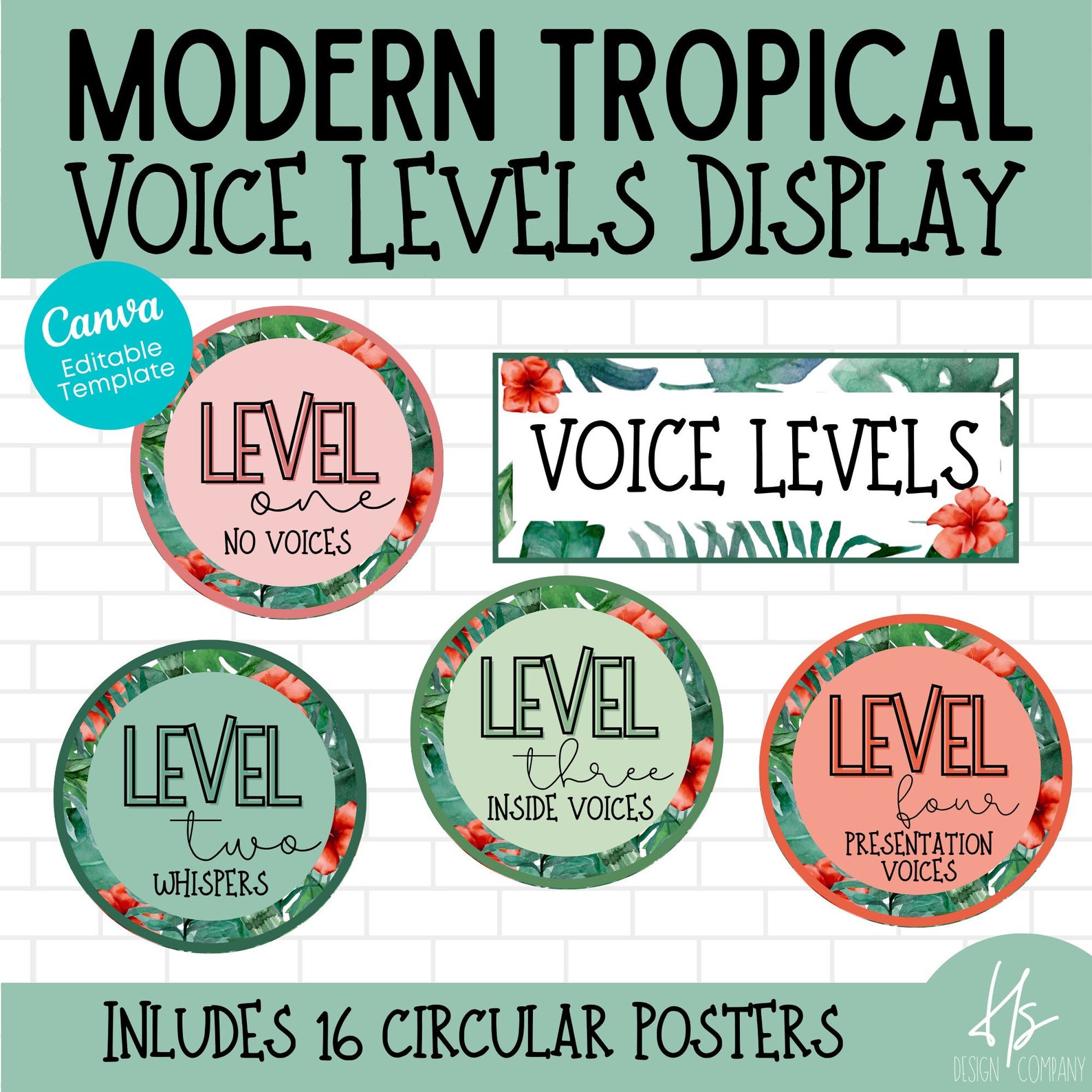 EDITABLE Voice Levels Display Modern Tropical Bulletin - Etsy