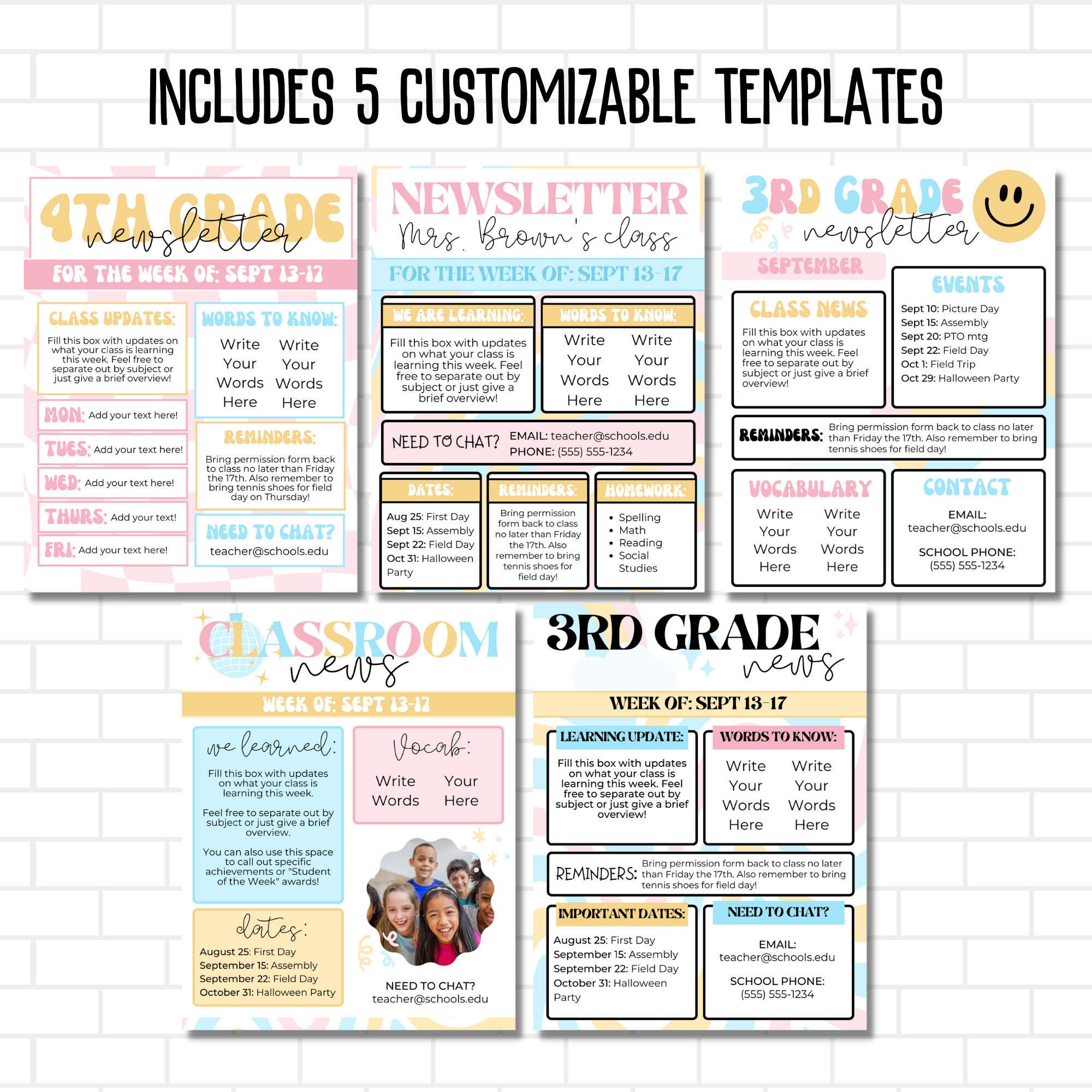 EDITABLE Classroom Newsletter Templates | Sweet & Groovy | Elementary ...