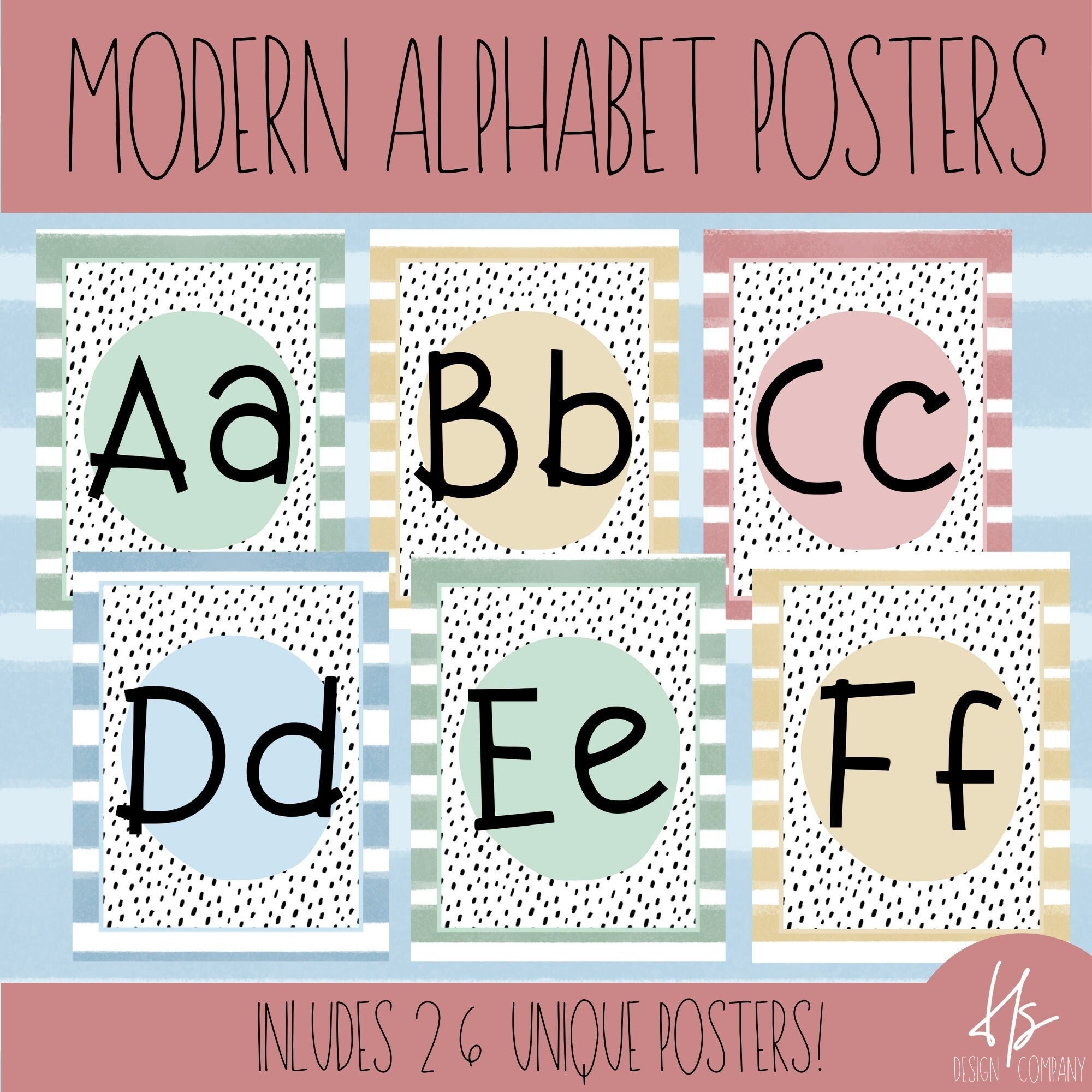 PRINTABLE Modern Colorful ABC Poster Pack Bulletin Board - Etsy