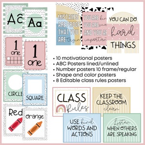 Modern Colorful Classroom Decor Bundle | Printable Classroom Posters ...