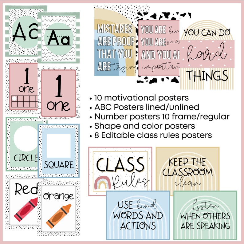 Modern Colorful Classroom Decor Bundle Printable Classroom - Etsy