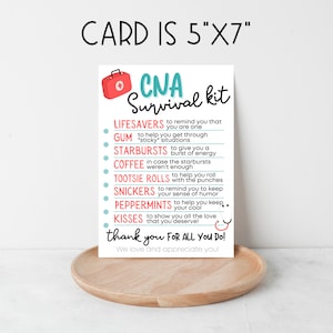 EDITABLE CNA Survival Kit Card | Nursing Home | Nurse Appreciation ...