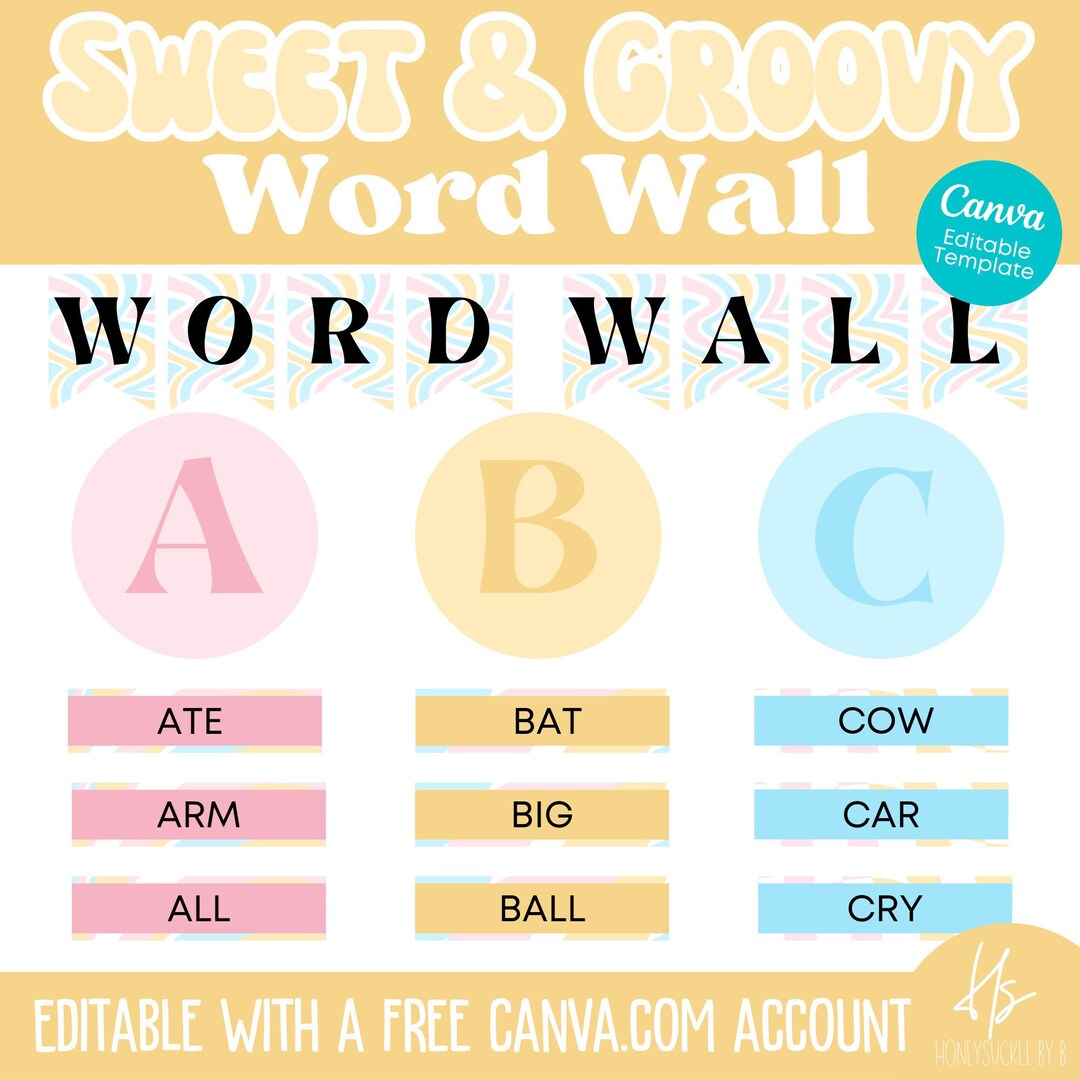 EDITABLE Word Wall Display | Sweet and Groovy | Bulletin Board Posters ...