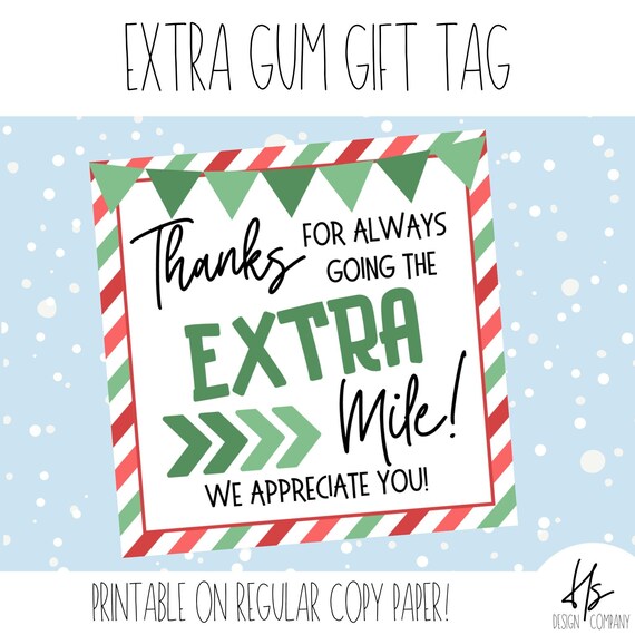 Thanks for Going the EXTRA Mile Printable Gift Tag - Etsy