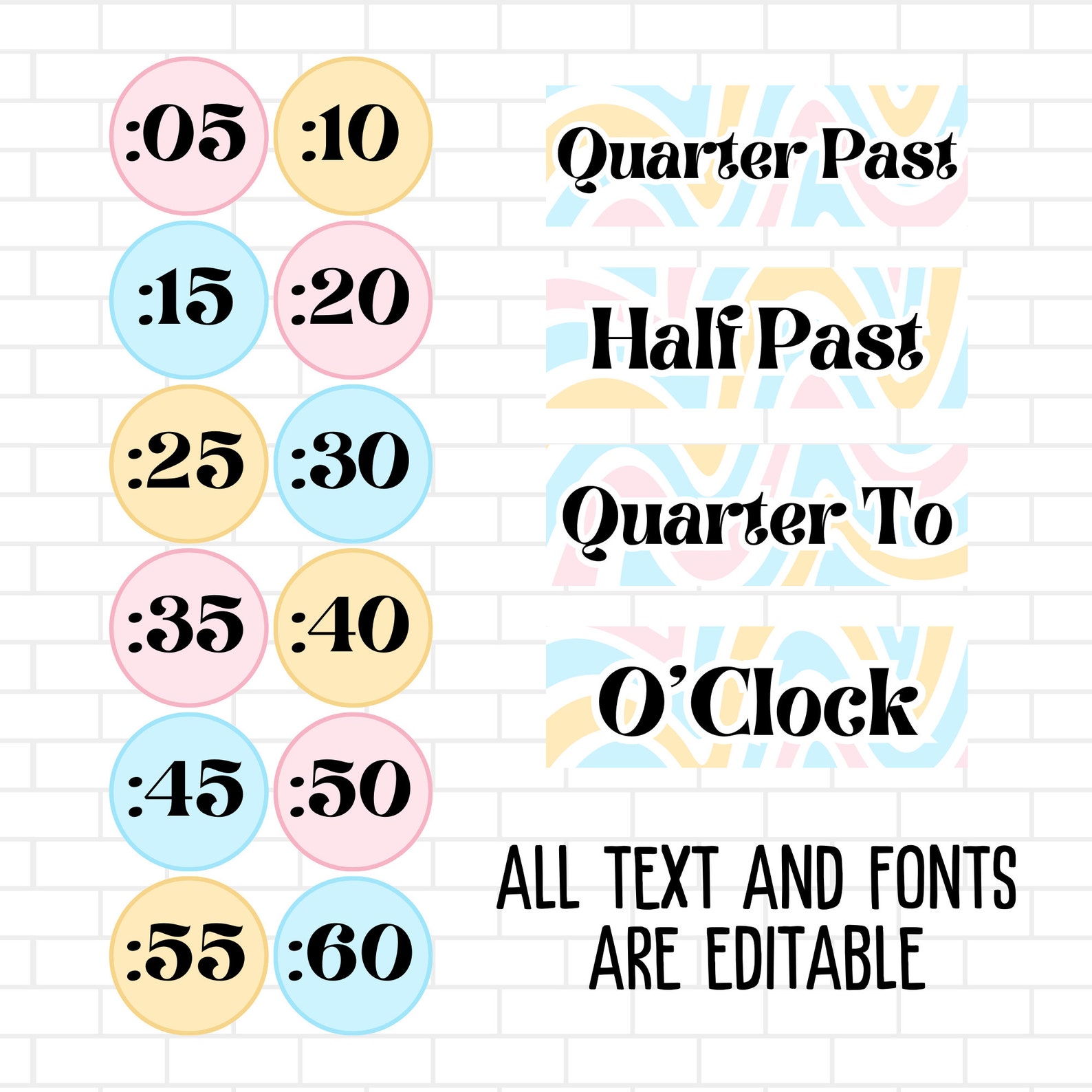 EDITABLE Clock Labels Pack | Sweet and Groovy | Bulletin Board Clock ...