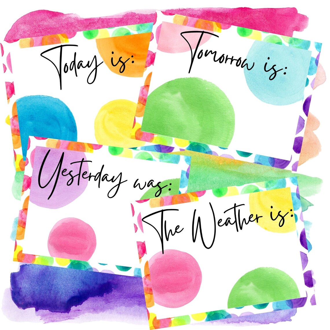 PRINTABLE Classroom Calendar Pack Watercolor Rainbow | Etsy