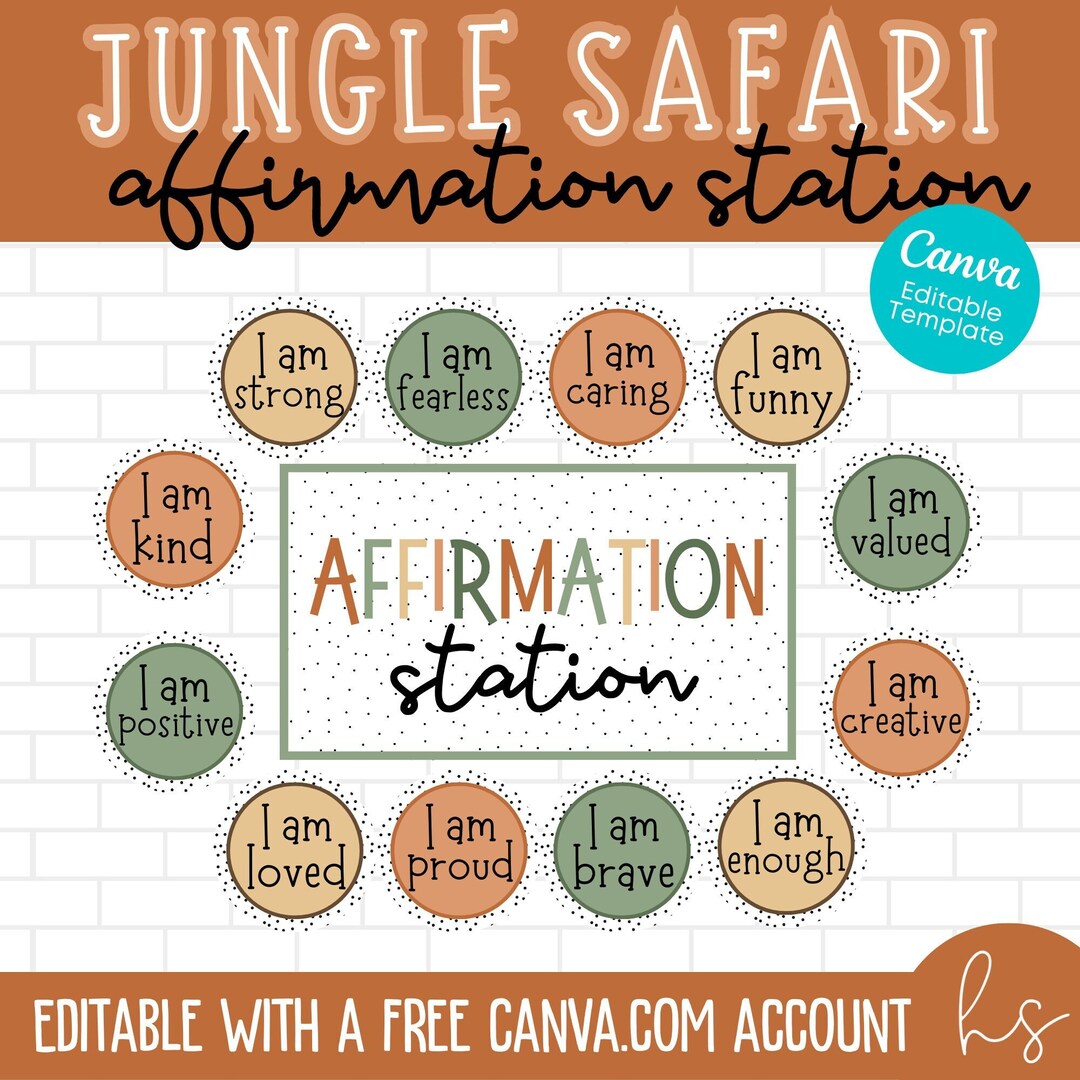 EDITABLE Affirmation Station Posters | Jungle Safari | Bulletin Board ...