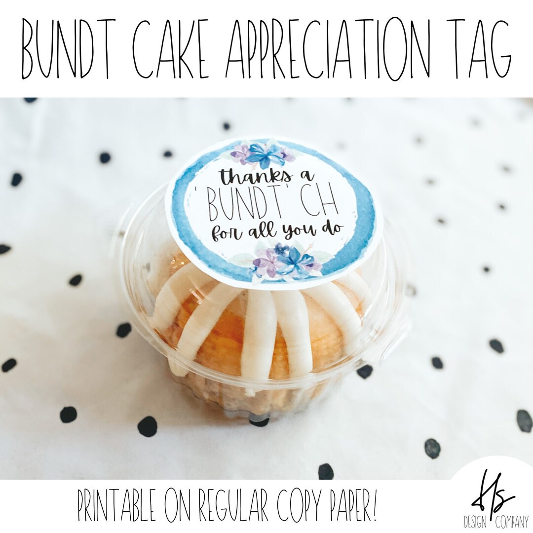 Thanks a Bundtch for All You Do Gift Tag | Bundt Cake Tag | Thank You ...