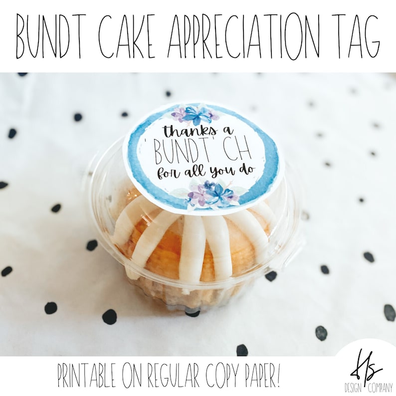 Thanks a Bundtch for All You Do Gift Tag Bundt Cake Tag - Etsy