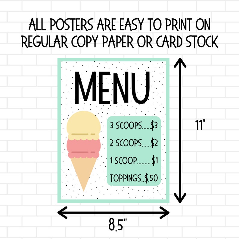 PRINTABLE Ice Cream Shop Dramatic Play Kit | Summer Activity ...