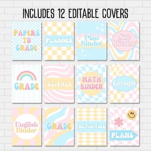 EDITABLE Groovy Binder Covers & Spines | Printable Binder Covers ...