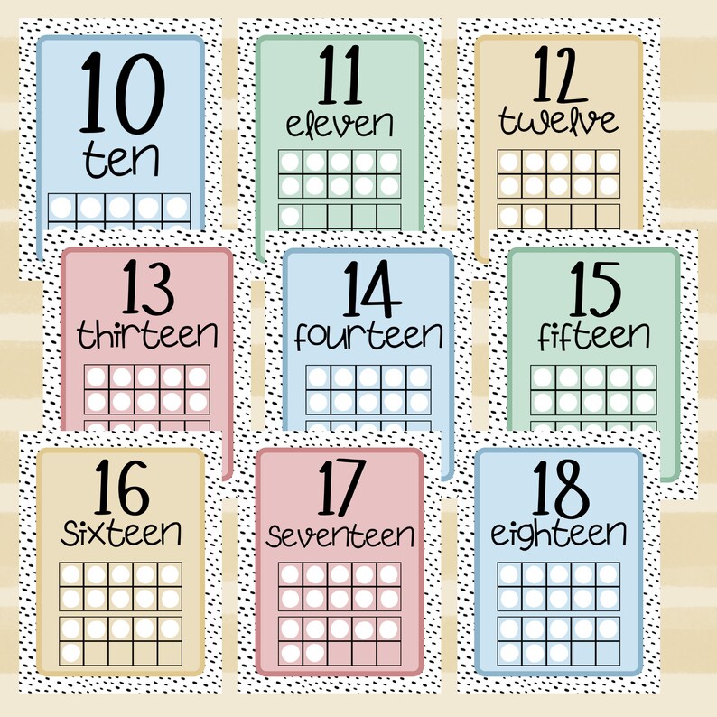 PRINTABLE Modern Colorful Number Posters Bulletin Board | Etsy