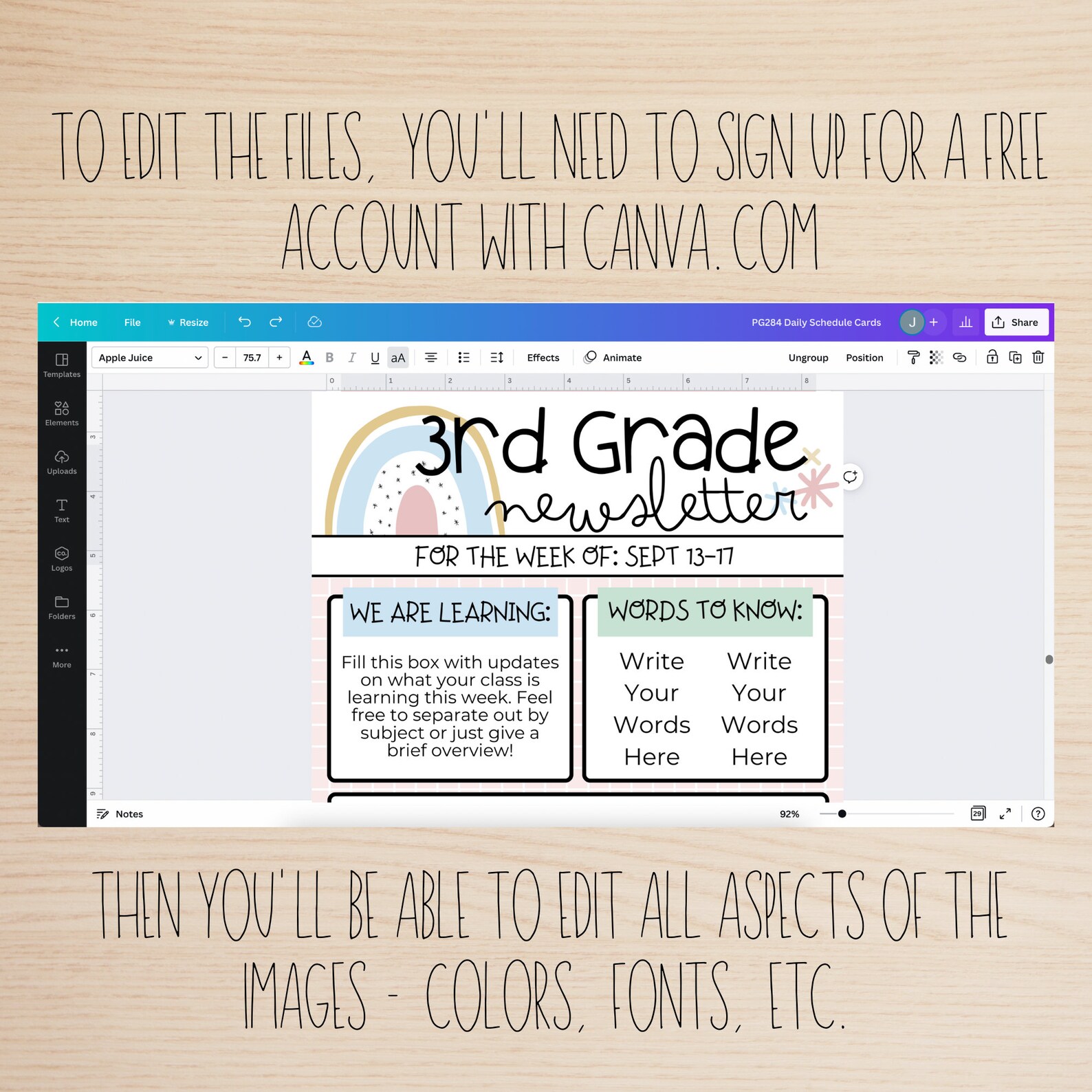EDITABLE Classroom Newsletter Templates Modern Colorful Elementary ...