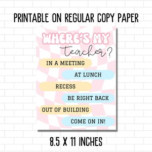 EDITABLE Where's My Teacher? Door Sign Template | Sweet Groovy ...