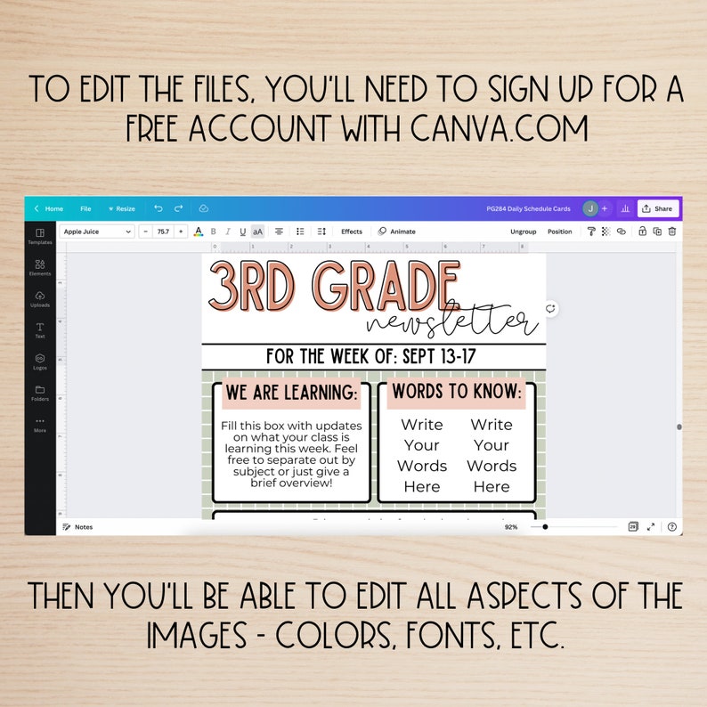 EDITABLE Class Newsletter Templates Boho Farmhouse - Etsy