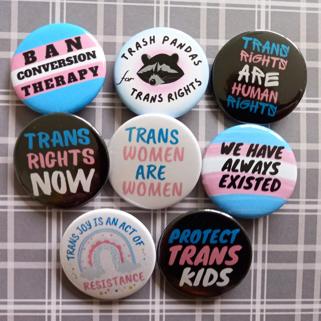 Trans Protest Badges - 38mm - Trans Rights | Trans Joy | Trans Women ...