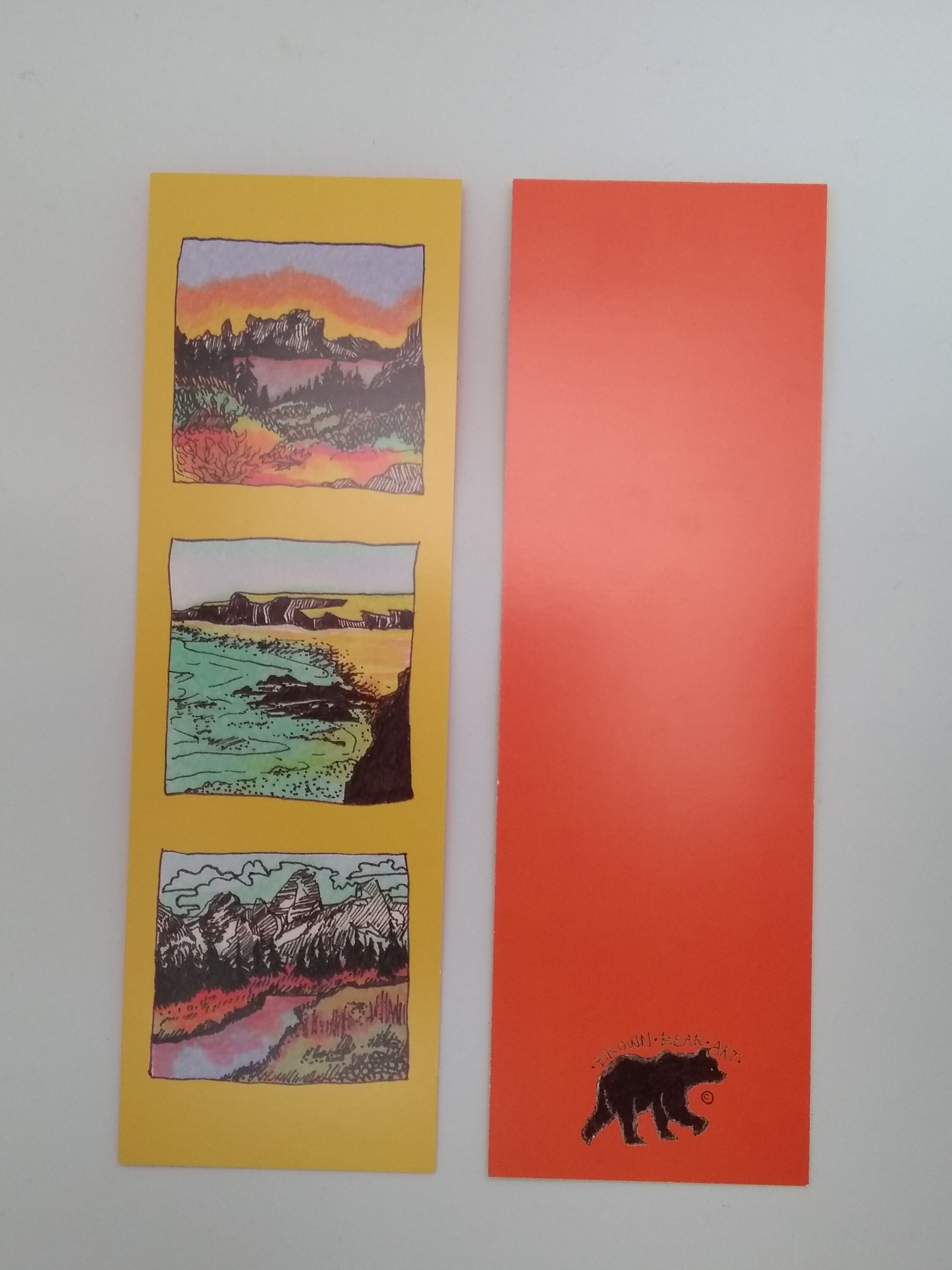 Set of 3 bright bookmarks nature themed triptych made from | Etsy