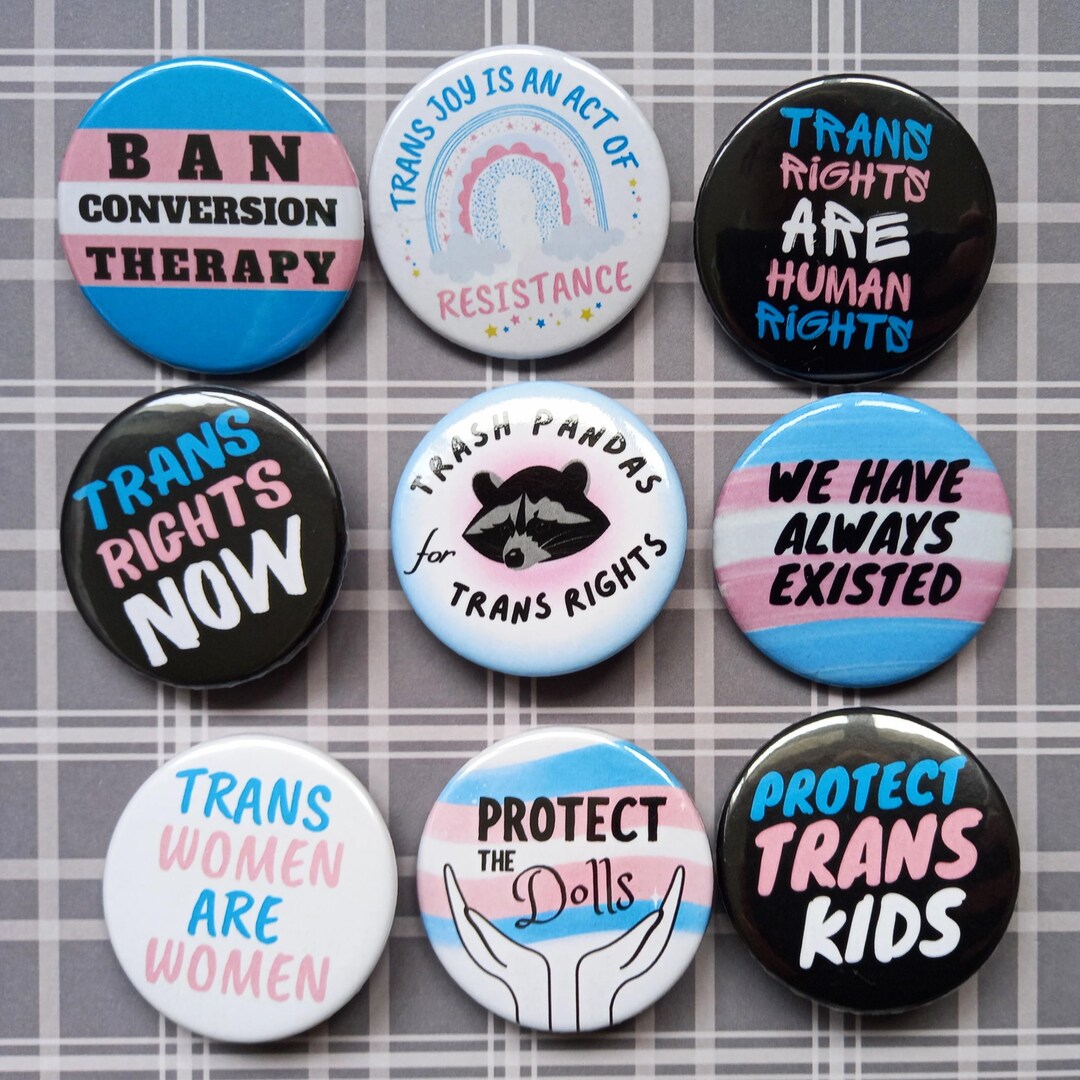 Trans Protest Badges - 38mm - Trans Rights | Trans Joy | Trans Women ...