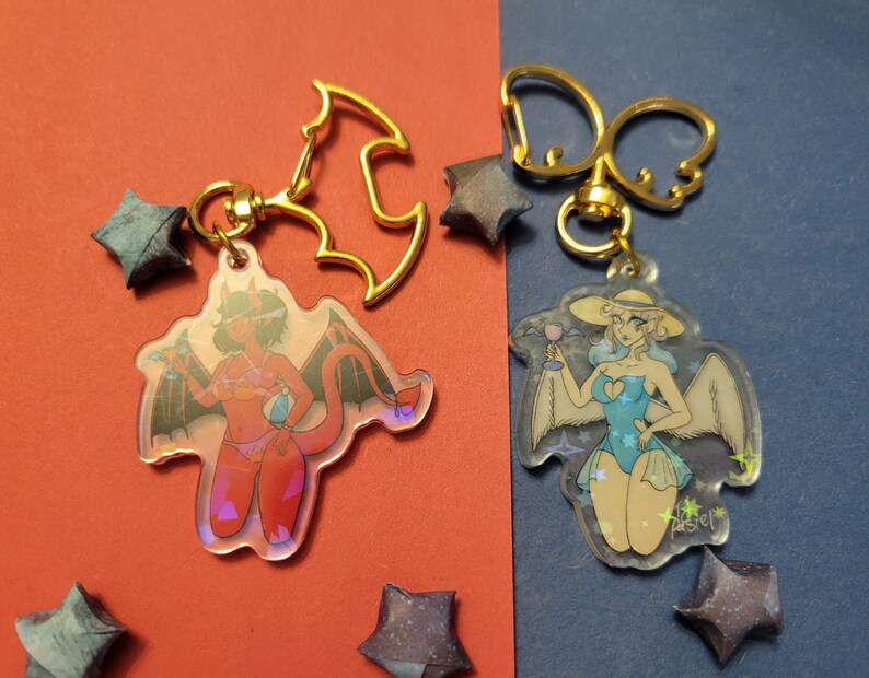 Belladonna and Angelica Hot as Hell Keychain Set - Etsy