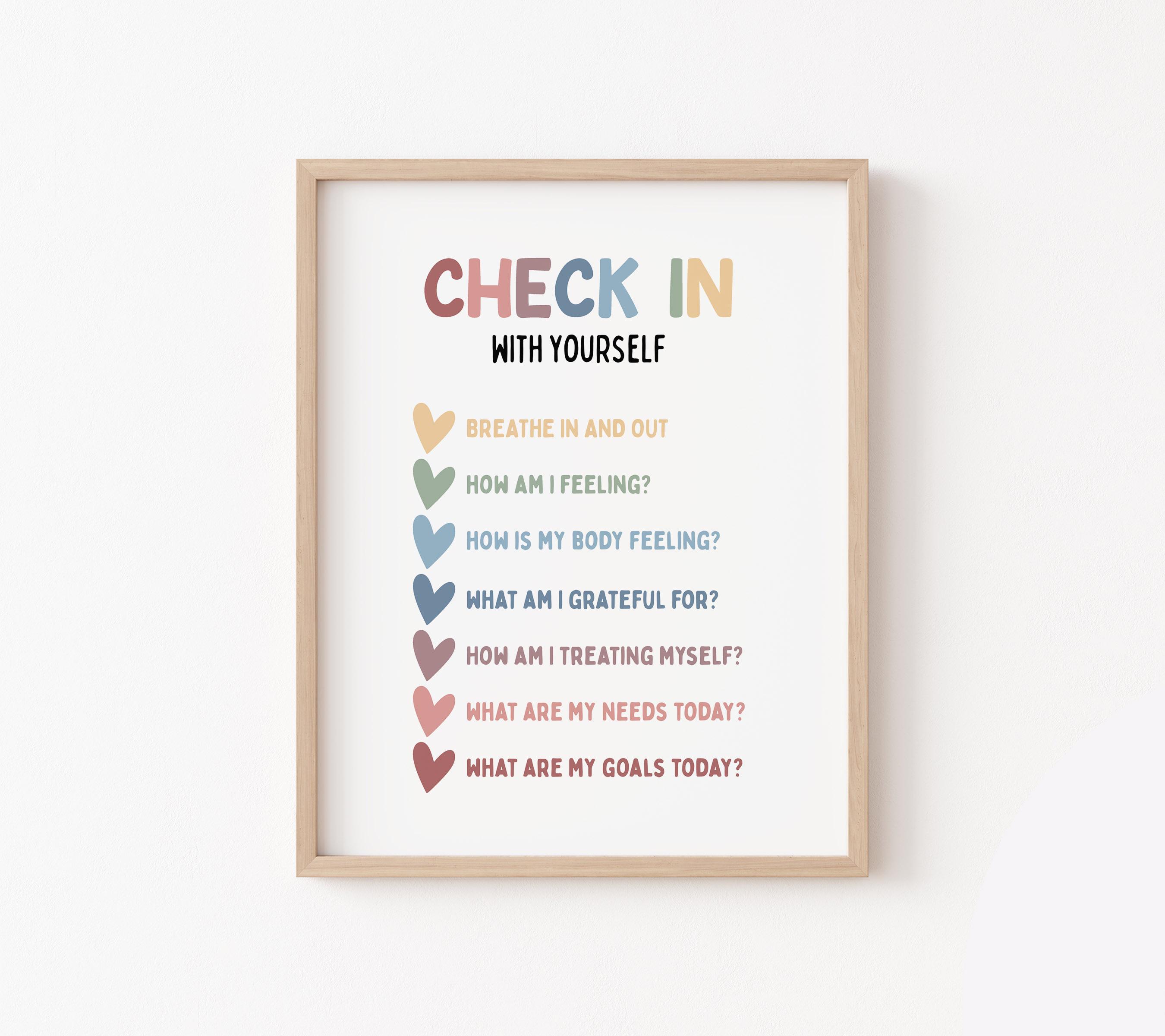 Check in With Yourself Poster | Therapy Poster | Feelings Poster | Self ...