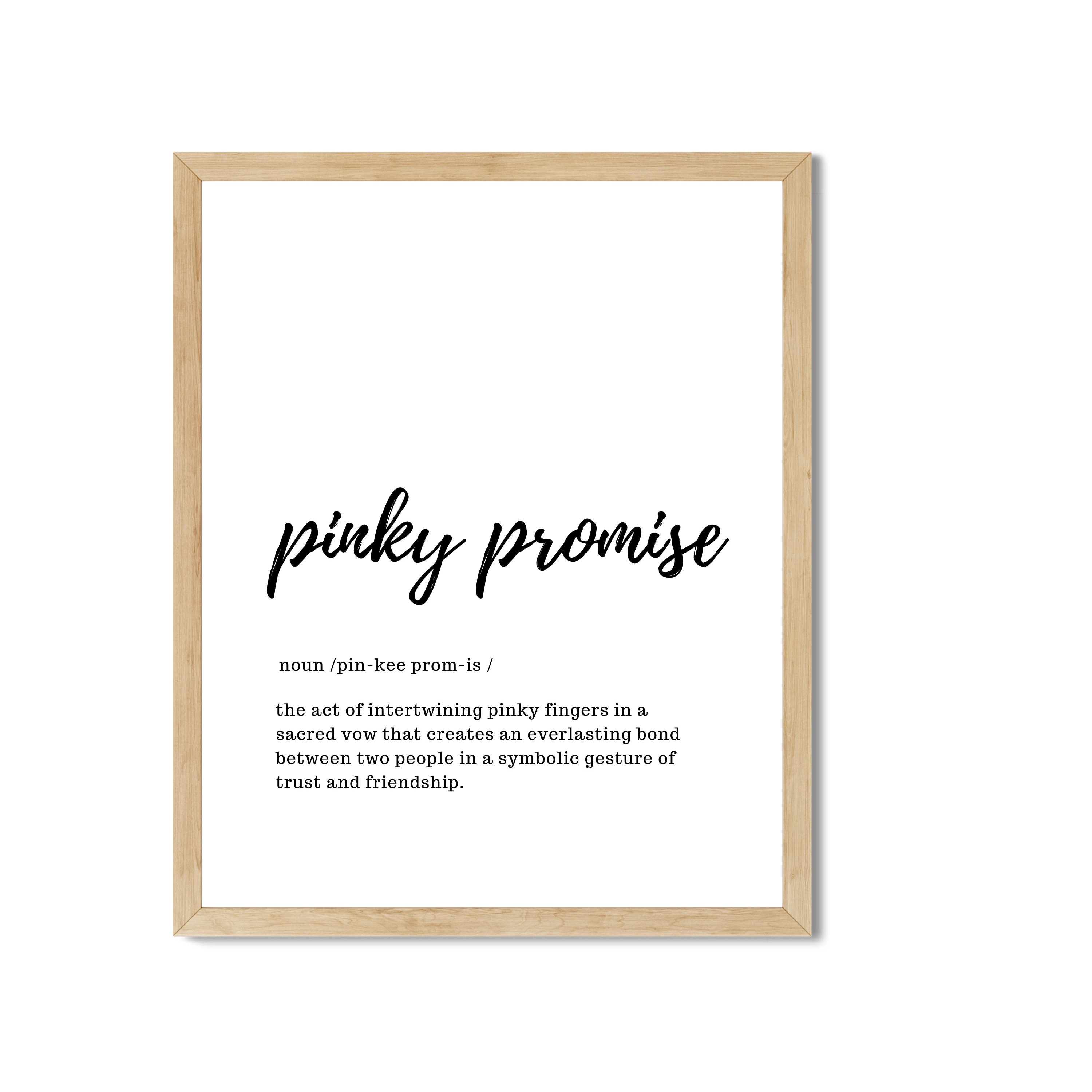 Pinky Promise Definition Print Printable Wall Art Pinky Promise Quote ...