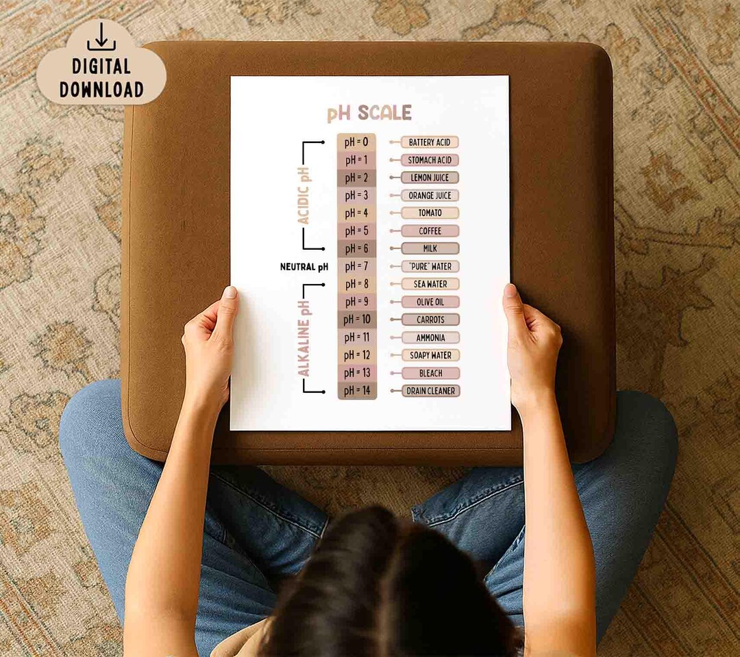 Ph Scale Educational Poster Printable, BOHO Colors (digital Download ...